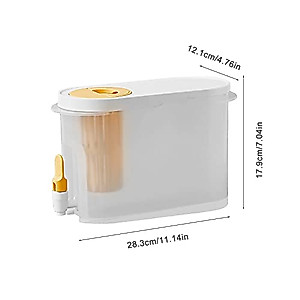 SAHLA 3.9L Plastic Drink Dispenser with Spigot for Fridge, Cold Kettle with Faucet in Refrigerator, Clear Beverage Dispenser for Fridge with Spigot and Fruit Infuser Yellow
