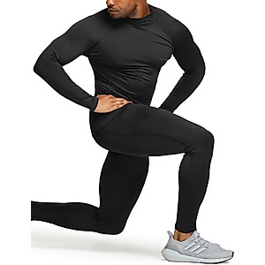 TSLA Men's Thermal Long Sleeve Compression Shirts, Mock/Turtleneck Winter Sports Running Base Layer Top, Heatlock Mock Neck Black, Large