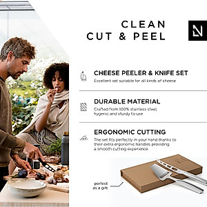 LARS NYSØM Cheese Knife and Cheese Slicer Set 2 pcs. I Cheese Knive & Cheese Cutter Set Made of Stainless Steel