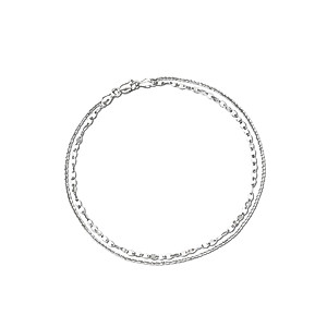 Ross-Simons Italian Sterling Silver Dual-Chain Draped Anklet. 10 inches