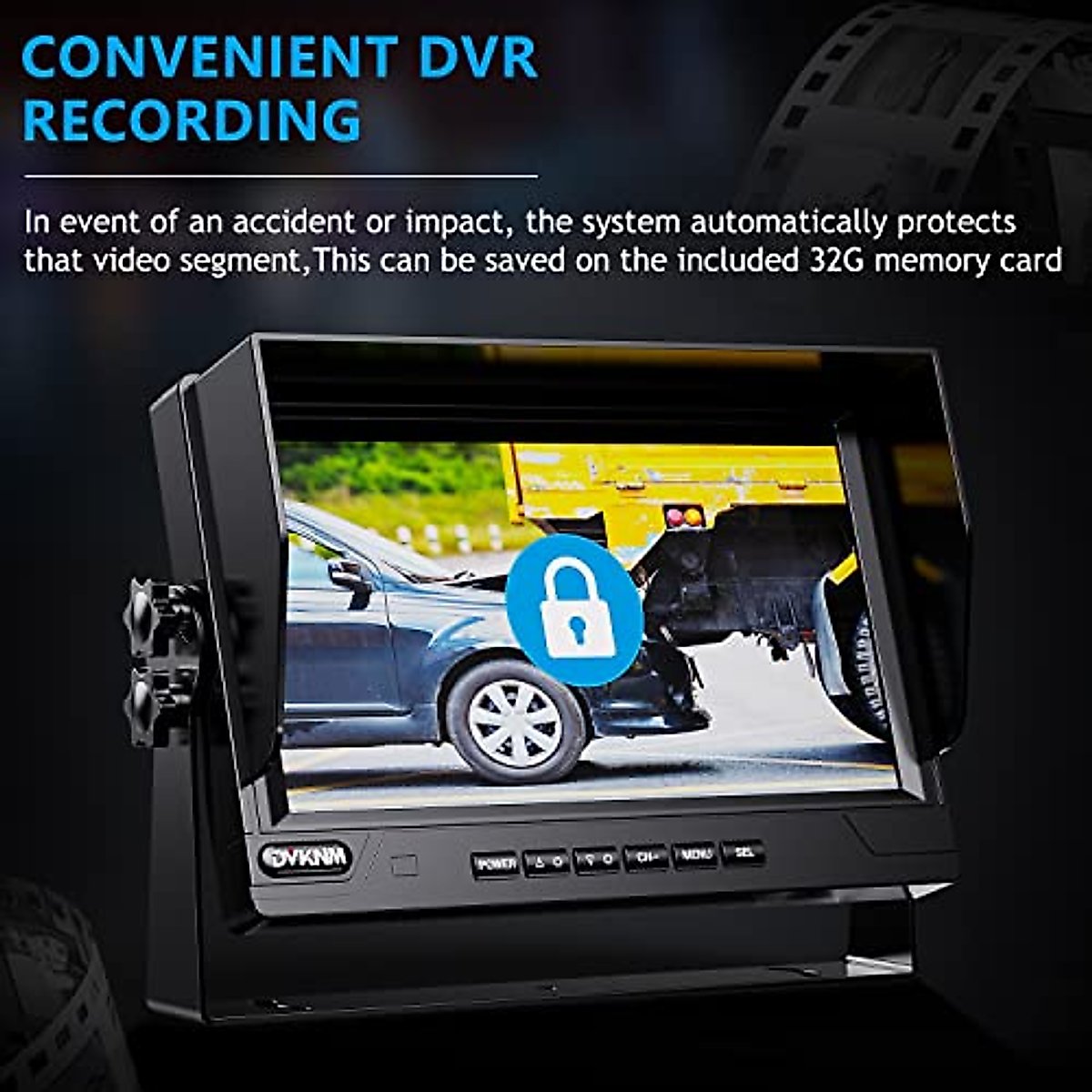 DVKNM RV Backup Camera System 9" AHD IPS Dual Split Monitor 1080P HD Rear View Camera DVR Loop Recording IP69 Waterproof Night Vision for Car RV Trailer Truck Bus Semi etc. (TH102)