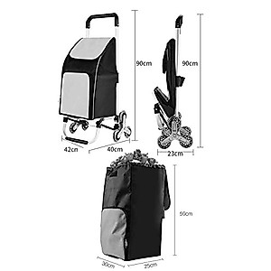 ATAAY Shopping Cart Stair Climbing with 6 Wheels for Grocery Market Travel Lightweight Mobility Shopping Trolley Luggage Organisation Bags (Orange)