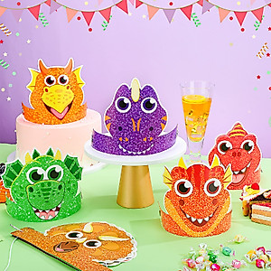 Gersoniel 24 Pcs Dinosaur Birthday Party Hats, Favors, Headbands, and Paper Crowns for Kids - Dinosaur Theme Decoration