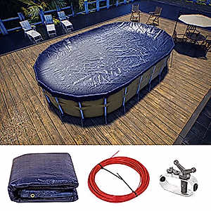 ColourTree 12' x 24' Premium Oval Blue Winter Swimming Pool Cover Tarp Tarpco Safety Extra Heavy Duty, Waterproof, UV Resistant (Cover Size: 16'x28’/ 4 ft .Overlap) ◆We Customize Size◆