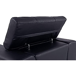 Blackjack Furniture Gianni Mid Century Modern Italian Leather Living Room Sofa, Black