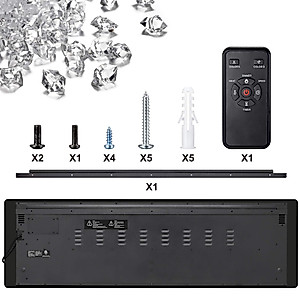 Joy Pebble 60 inch Electric Fireplace Inserts, in-Wall Recessed and Wall Mounted 750/1500W Fireplace Heater, Touch Screen, Remote Control with Timer, Adjustable Flame Color and Speed