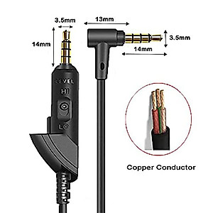 Arzweyk Audio Cable Cord Wire Replacement for Bose QuietComfort 15, Bose QuietComfort 2, QC15, QC2 Headphones, Headphone Extension Cable (1.4m)