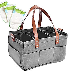 KITERI Diaper Caddy Basket, Felt Storage Caddy, Baby Diaper Caddy Organizer With Handles, Portable Nursery Storage Bin, Baby Diaper Organizer Caddy Bag Suitable For Diapers And Cars
