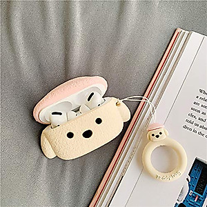 BONTOUJOUR AirPods Pro Case, Newest Super Cute Creative Pet Hat Teddy Dog AirPods Case, Puppy Style Soft Silicone Earphone Protection Skin for AirPods Pro/3 +Ring Hook -Pink