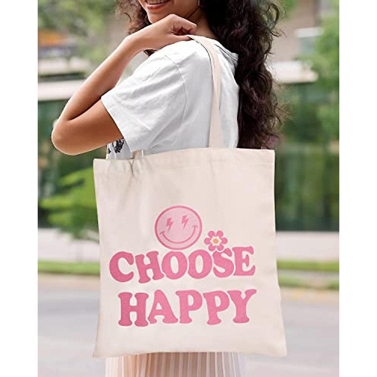 Percozzi 3 Pieces Preppy Canvas Tote Bag Aesthetic Shopping Bags Y2K Hot Pink Shoulder Bags for Supplies Gift