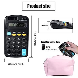12 Pieces Pocket Size Mini Calculators Handheld Angled 8-Digit Display Calculator Basic Standard Calculators Small Accounting Desktop Calculator for Office School and Home