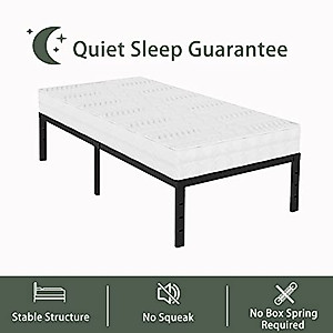 Goltriever Twin XL Bed Frames, 18 Inch High Heavy Duty Metal Frame, 2500Lbs Non-Slip Steel Slats Support Bed Frame with Storage, No Box Spring Needed, Easy Assembly, Black