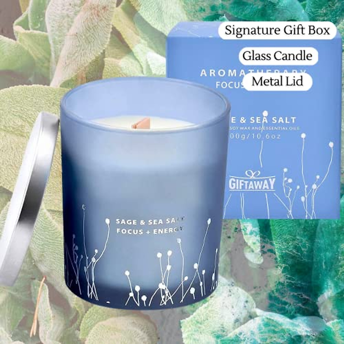 White Sage Sea Salt Candle | Sage Candles for Cleansing House | Candles for Home Scented | Sage Candle, Scented Candles for Men & Women, Energy Cleansing Candle, Relaxing Aromatherapy Scented Candle