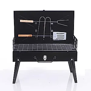 RJMOLU Portable BBQ Foldable Barbecue Grills for 3-5 Person, Outdoor Garden Charcoal Barbeque Burner Oven in Patio Party Cooking Picnic