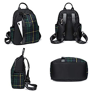 Mn&Sue Tartan Plaid Backpack Canvas Nylon Fashion Daypack Women Shoulder Purses Traval Daily Ruchsack