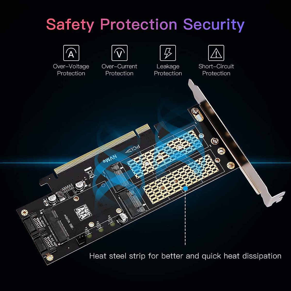 3 in 1 NGFF and MSATA SSD Card,M.2 NVME to PCIE/M.2 SSD to III/MSATA to for 2280/2260