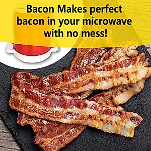 Bacon Can Microwave Cooker as Seen on TV, Bacon Cooker for Microwave Oven，Splash Proof and Mess Free Design, Pour the Grease Right Out, Easy to Clean, Easy to Store