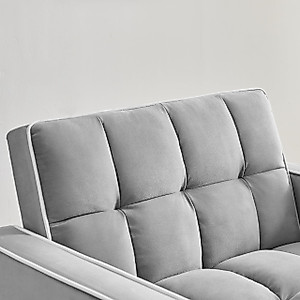 Verfur Futon Sofa Pull Out Couch, Grey w/Side Pockets and 1 Pillow