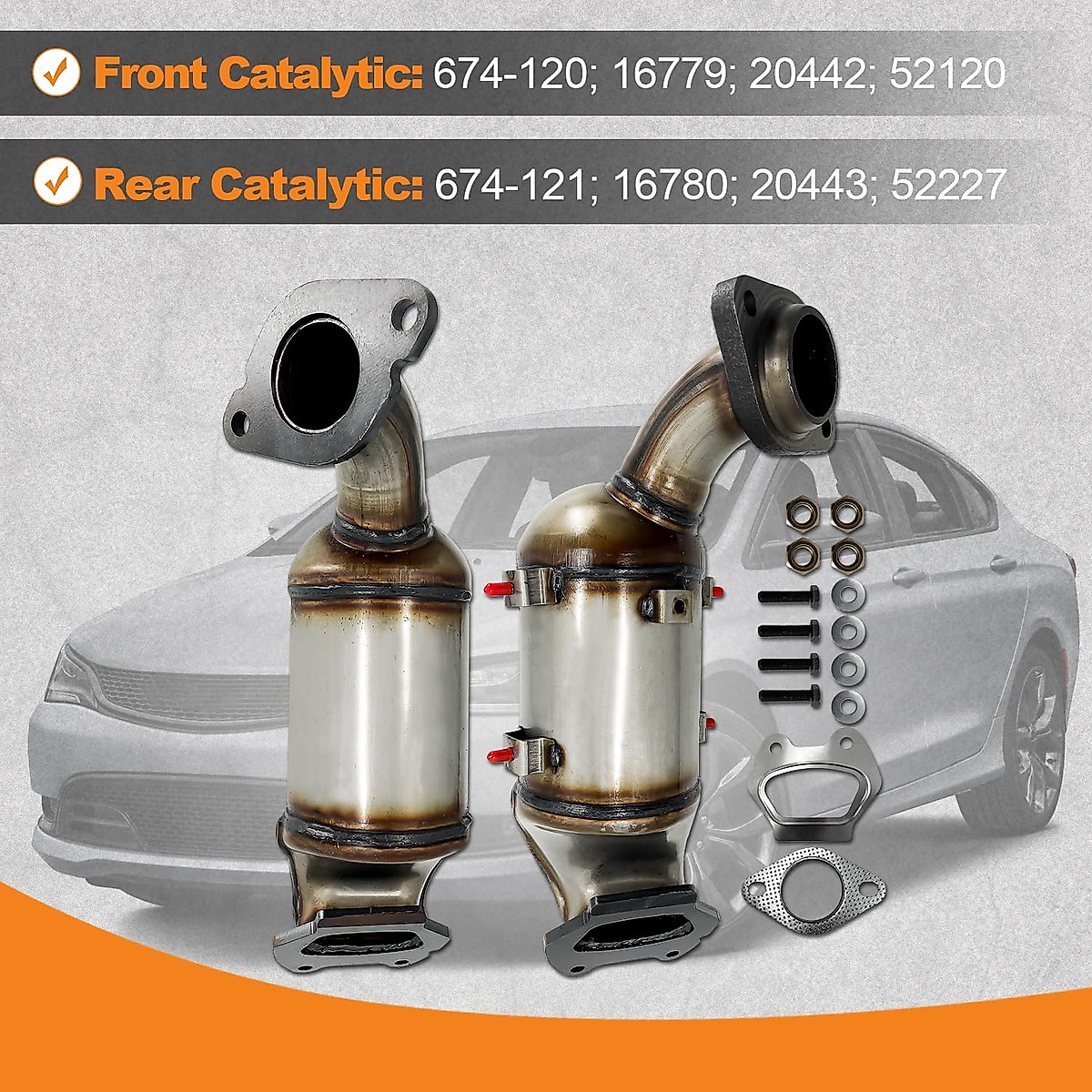 ARSTAK Front and Rear Catalytic Converter Fits for Dodge Grand Caravan, Journey, Avenger, for Chrysler Town & Country, 200, for R-outan & Ram C/V, 3.6L 2011-2019 (1 Pair)