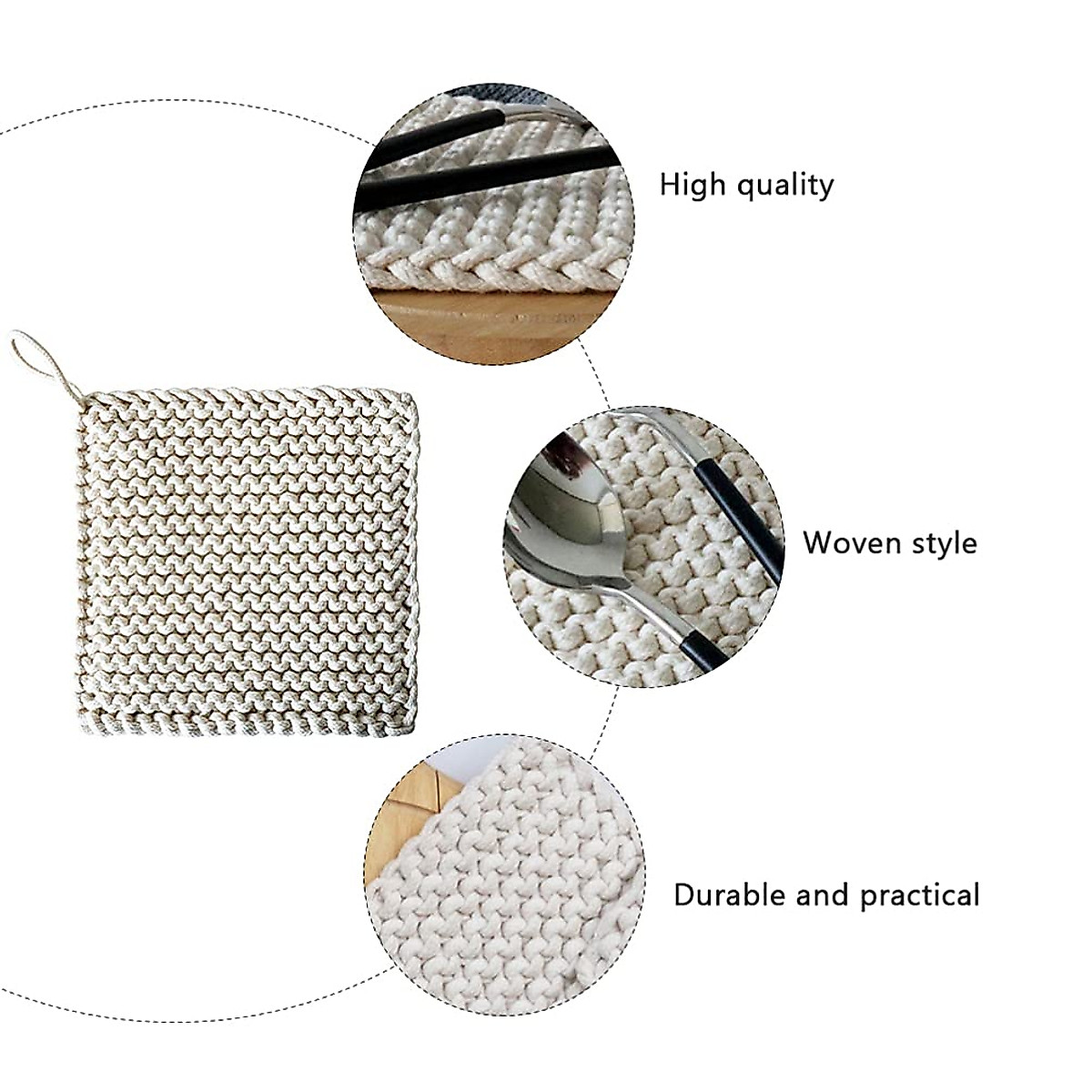 OSALADI Japanese Pot Holders Crochet Woven Hot Dishes Pans Mat Weave Cotton Trivets for Hot Dishes Hot Pot Holders （ 19CM ）