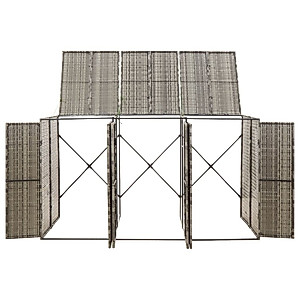 loibinfen Triple Wheelie Bin Shed, Outdoor Garbage Can Enclosure, PE Garbage Can Shed for Garden,Patio,Backyard Outdoor Trash Can Garbage Can Shed, Gray 81.5"x31.5"x46.1"