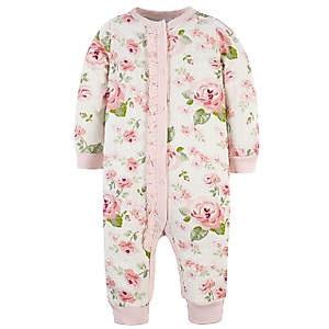 Gerber Baby Girls' 2-Piece Coverall & Headband Set, Floral, 3-6 Months
