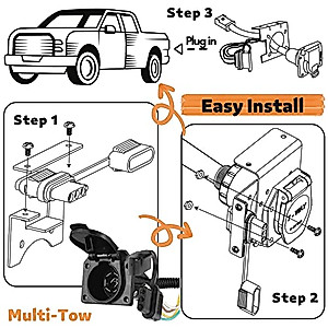 MECMO 42145 Multi-Tow 7 Way Blade and 4 Way Flat Trailer Wiring Adapter Connector for 2000-2009 Dodge Ram Dakota, 2000-2009 Jeep Grand Cherokee, 2000-2007 Durango 7:4 OE Replacement Harness 56038366AB