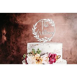 Wedding Custom Personalized Acrylic Wood Cake Topper, Hexagon, Geometric Cake Topper, Birthday Topper, Rustic Elegant Classic Cake Toppers