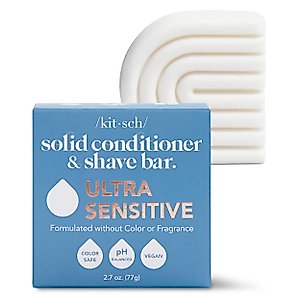Kitsch 2-in-1 Conditioner & Shave Bar for Sensitive Scalp & Skin, Made in US, Ultra Sensitive Conditioner for Moisturizing & Anti-Irritation of Scalp, 5 Ingredients Only, Scent Free, 2.7oz