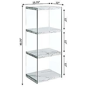 Convenience Concepts SoHo 4 Tier Wide Bookcase, White Faux Marble