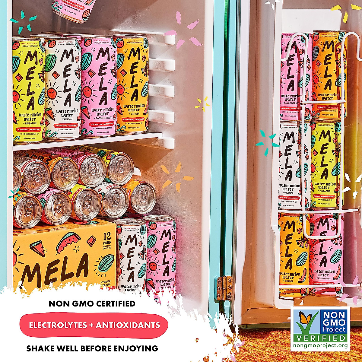 Mela Water Watermelon Juice Drink, Electrolytes & Antioxidants, Refreshing Hydration, Coconut Water Alternative, Vitamin C, Natural (Variety, 11.15 Fl Oz (Pack of 12)