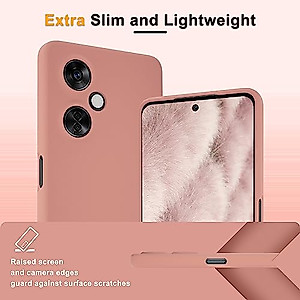 YENAPOON for OnePlus Nord N30 5G Case and 1 Pack Tempered Glass Screen Protector, Slim Liquid Silicone Shockproof Protective Case - Rose Pink