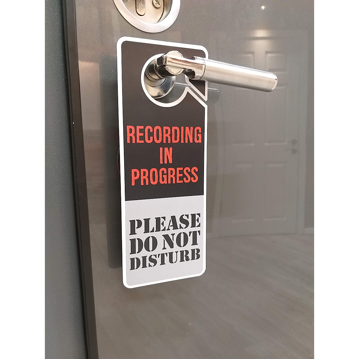 CLEVER SIGNS Recording in Progress - Please Do Not Disturb Sign, Door Knob Hanger 2 Pack, Double Sided, Ideal for Using in Any Room.