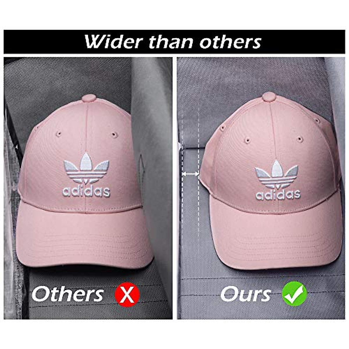 KIMBORA 2 PCS Wide Hat Storage for Baseball Caps Organizer with 2 Sturdy Handles Hat Racks Holder Grey Capbox Stackable for Home Travel