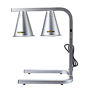 Double Head Food Heat Lamp, With 2 Heat Lamp Bulbs For Food Service Free Standing 120V Commercial And Household Use- Adjustable - Silver Aluminum Material With Scratch-Resistant Finish. By ChefMaid