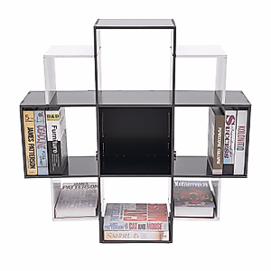 LyeXD 3 Tiers Wall Shelf w/9 Compartments, 35.43in Long Floating Shelf for Wall Multi-Grid Wall Mounted Bookcase up to 66.1lbs, Unique Bookshelf Storage Shelves for Bedroom (Black+White)