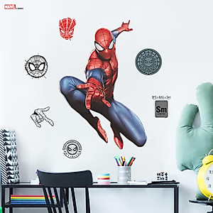 Wall Palz Marvel Spider-Man Peel and Stick Wall Decals - 30" Spider-Man Wall Decor with 3D Augmented Reality Interaction Marvel Decals for Wall