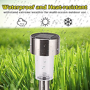 10 Pack Solar Pathway Lights, Solar Garden Lights Outdoor Waterproof, Auto On/Off, Bright Up to 6-8 Hrs, Stainless Steel Led Landscape Lights for Lawn, Yard, Patio, Walkway(White)