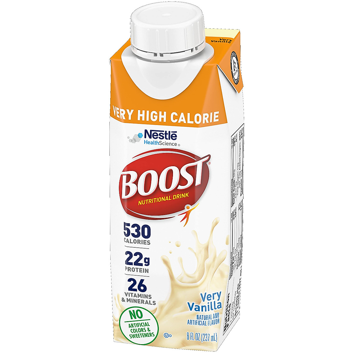 Boost Very High Calorie Nutritional Drink Very Vanilla, Made with Natural Vanilla Flavor & No Artificial Flavors, Colors & Sweeteners, 8 FL OZ (Pack of 3)