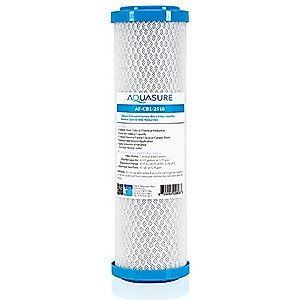Aquasure Pioneer Series 1 Micron Solid Coconut Shell Carbon Block Water Filter - 10" x 2.5"