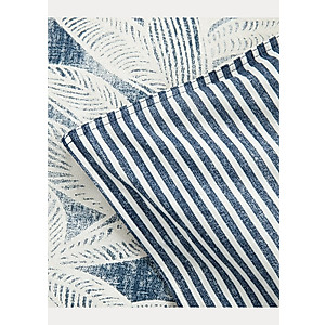 Lauren Ralph Lauren Evan Blue Palm Floral Stripe 3 Pc King Duvet Cover Set (King (U.S. Standard))