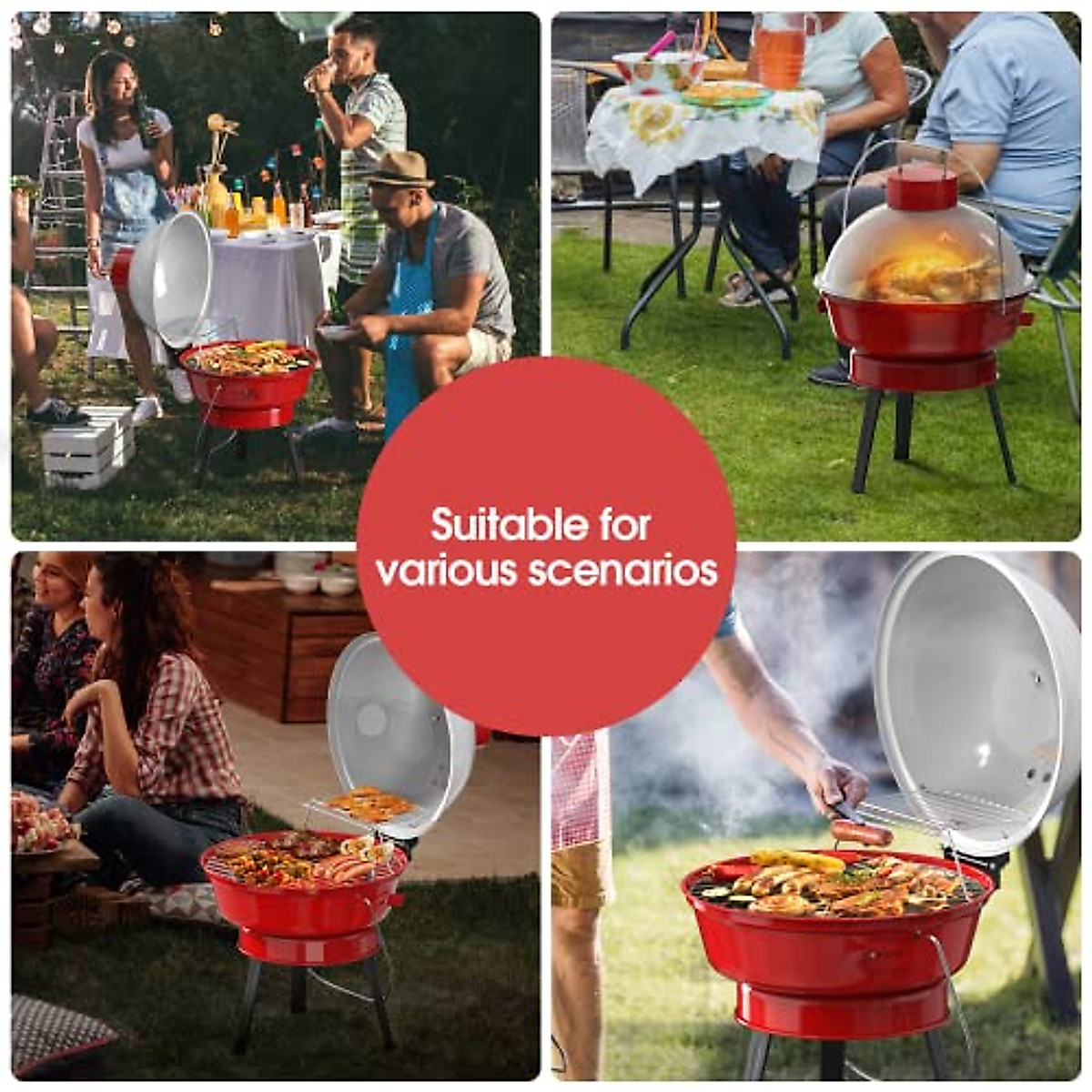 Masegari Portable Charcoal Grill, BBQ Folding Outdoor Small Grills for Patio Backyard Cooking Barbecue Camping 14.5 Inch