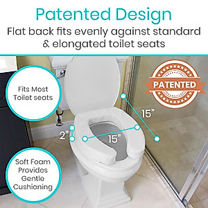 Vive Toilet Seat Cushion 2-Inch High Density Foam - Toilet Raised Donut Easy Clean Portable Cushioned Pad Bathroom Attachment - Elongated Raiser - Comfort, Support for Handicap, Adults, Tailbone Pain