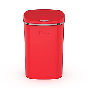 Mainstay Motion Sensor Trash Can, 13.2 Gallon, Red Stainless Steel