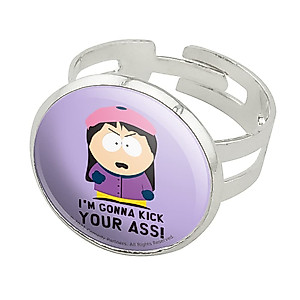 GRAPHICS & MORE South Park Wendy Kicks A** Silver Plated Adjustable Novelty Ring