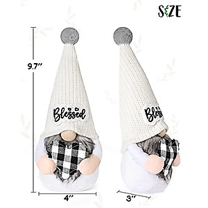 Upltowtme Farmhouse Crochet Gnomes Summer Blessed Home Swedish Tomte Gnomes with Greenery Stuffed Heart for Kitchen Room Tiered Tray Shelf Decorations Rustic Housewarming Birthday Idea 2PC