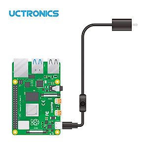 UCTRONICS for Raspberry Pi 4 Power Supply with Switch, 5V 3A USB Type C Charger Adapter with 3.3ft ON/Off Switch Cable, Black