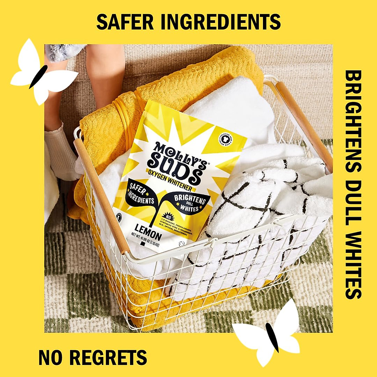 Molly's Suds Natural Oxygen Whitener | Natural Bleach Alternative, Plant-Derived Ingredients | Whitens Brights and Brightens Colors (Pure Lemon Essential Oil - 41.09 oz)