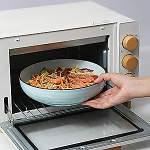 Selamica Ceramic 50 Ounce Pasta Bowls Set of 4, 8.6 Inch Large Salad Bowls, Stackable Serving Bowls, Wide and Shallow Porcelain Soup Bowls, Microwave Dishwasher Safe, Gift, Gradient Blue