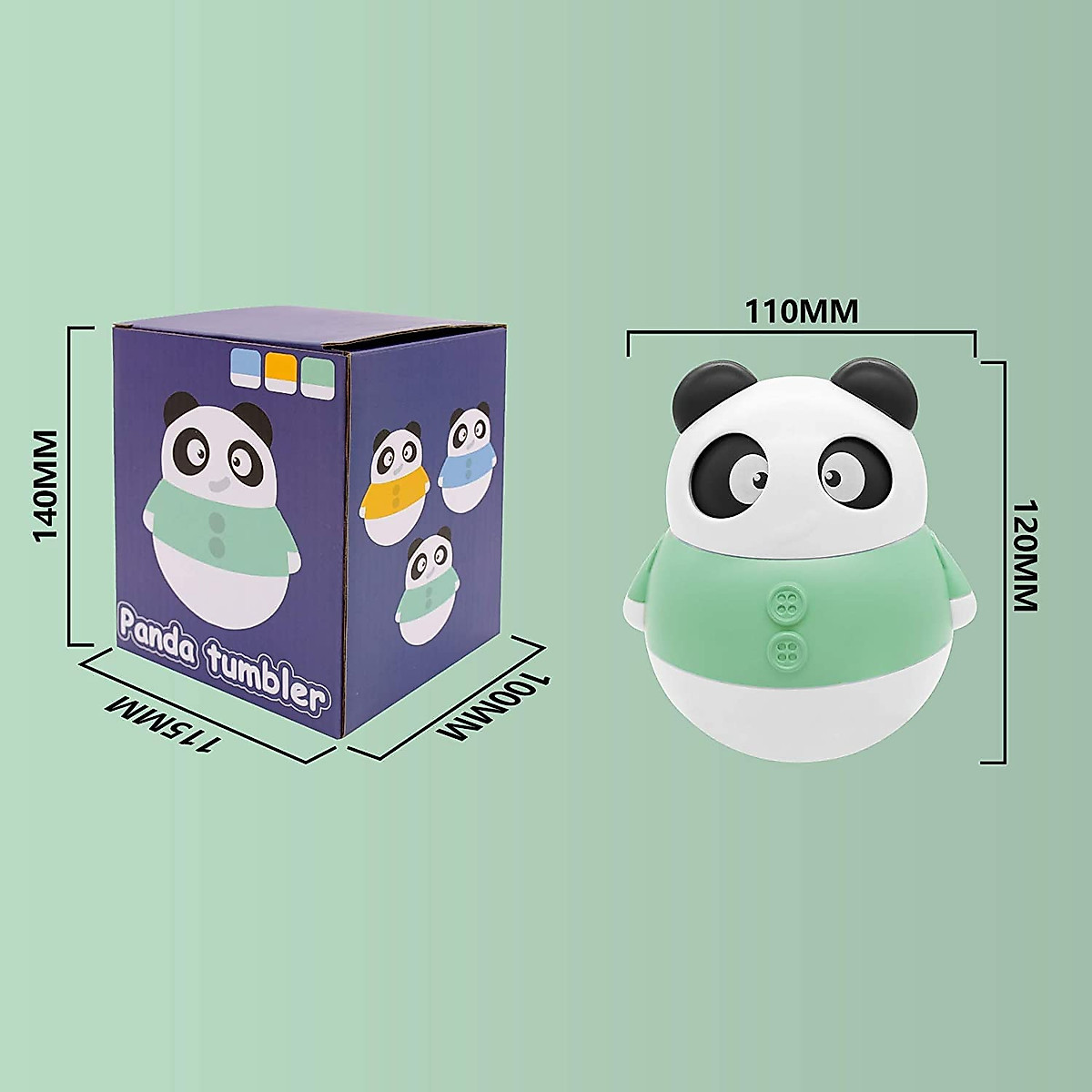 Conzy Roly Poly Tumbler Panda, Baby Tummy Time Toy, Cute Musical Toy Gift for Infant Boy Girl 36 Months and Up, Cute Desk Toys for Office for Adults